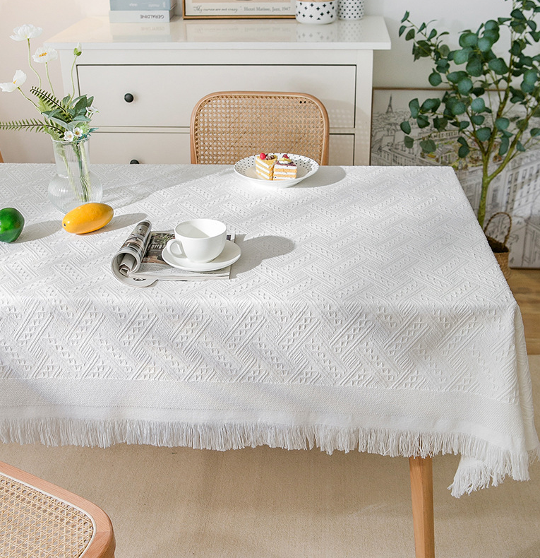 Высококачественная хлопчатобумажная и льняная скатерть для журнального столика, белая литературная скатерть 130x180см