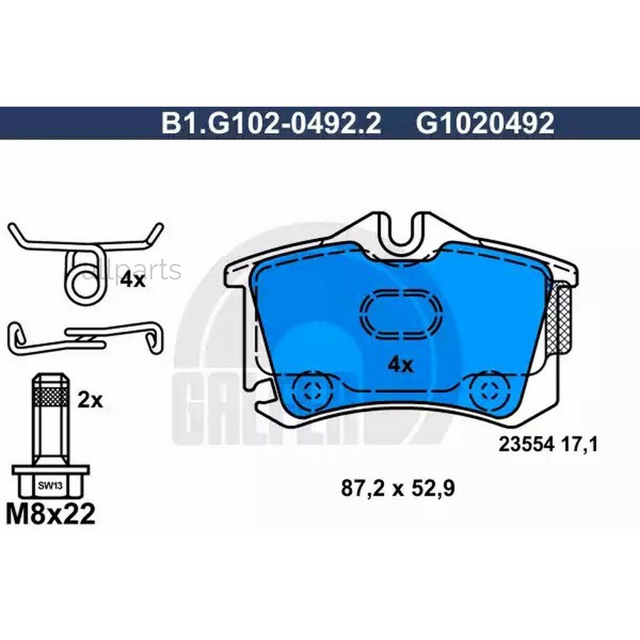 GALFER B1-G102-0492-2 Колодки торм. зад.