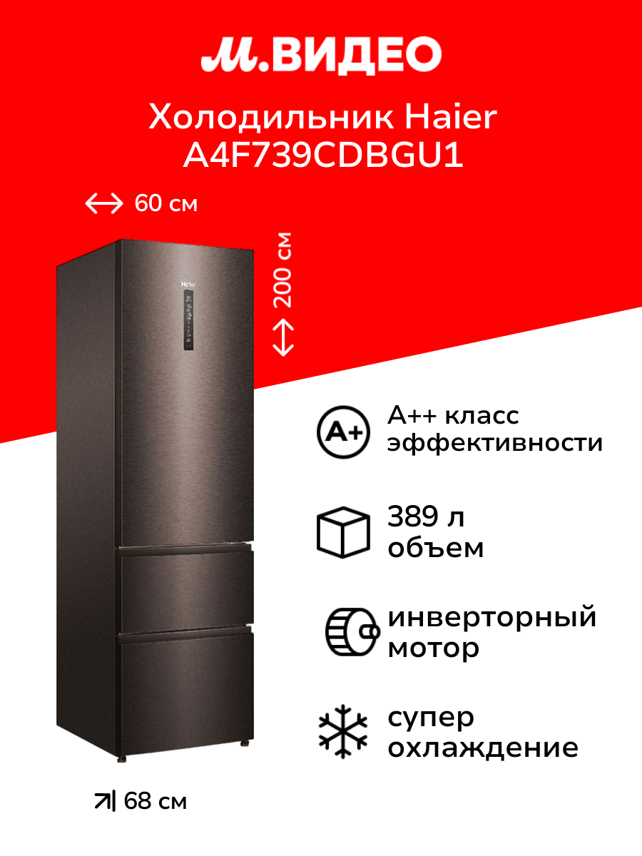 Холодильник (Side-by-Side) Премиум Haier A4F739CDBGU1