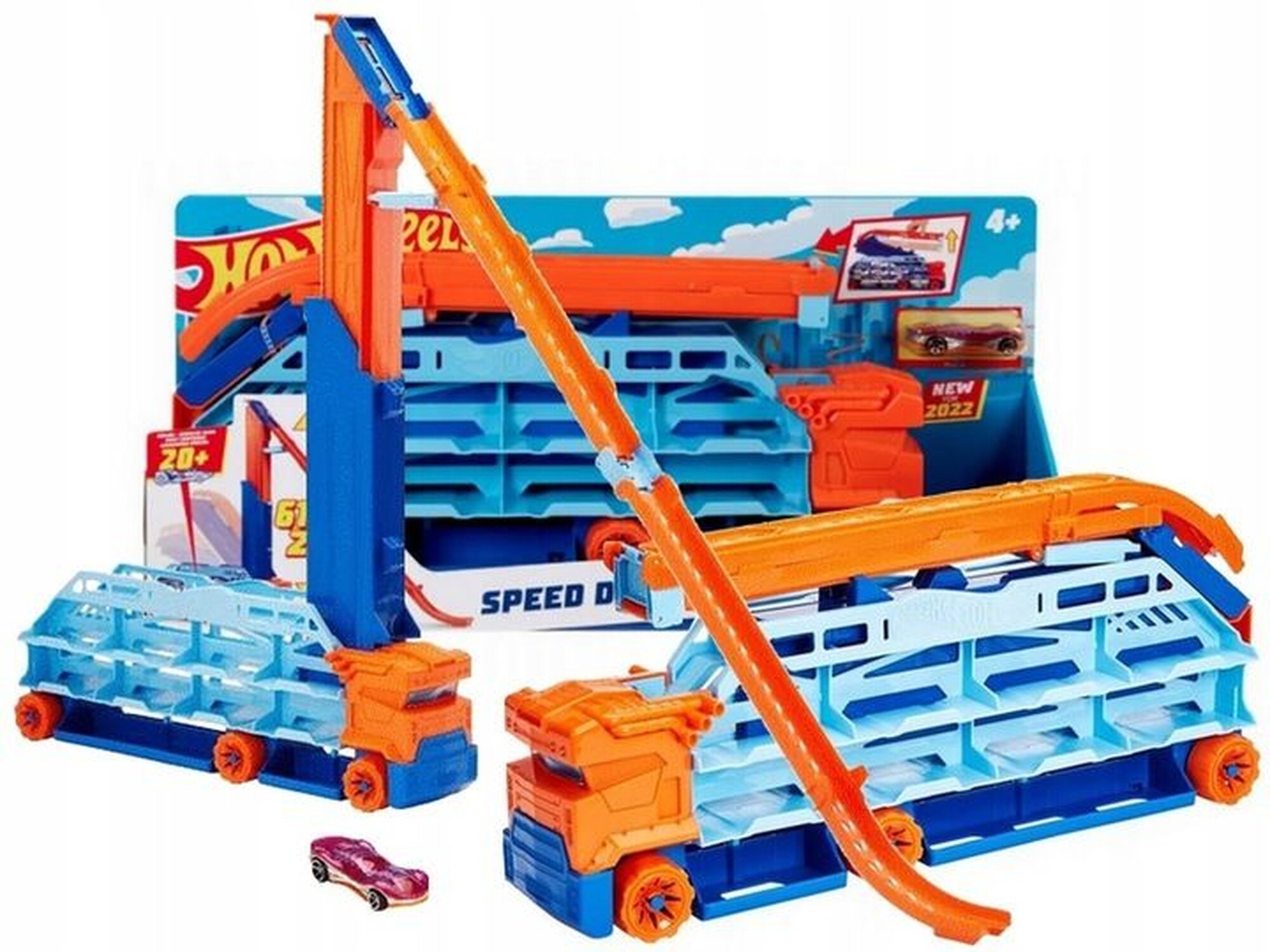Игрушечный трек Hot Wheels - Игровой набор Транспортер Автовоз с функциями гоночной трассы - Хот Вилс HDY92