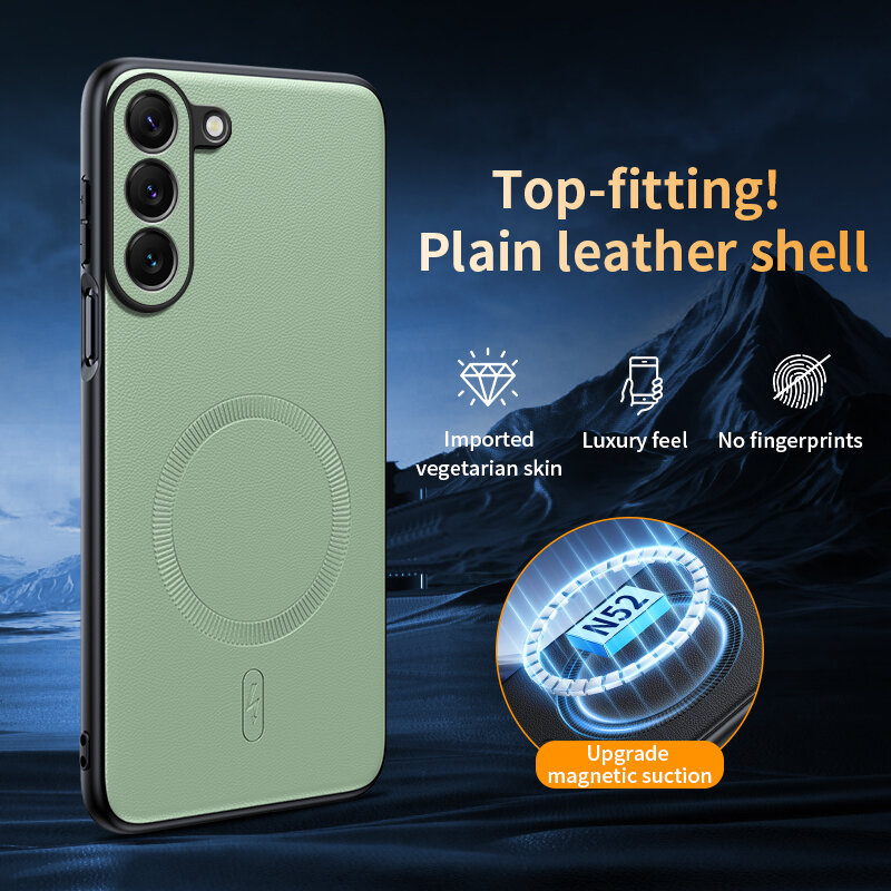 Чехол для Samsung Galaxy S23 / Самсунг Галакси С23 Роскошная кожа, MagSafe, антиударный Защитная оболочка