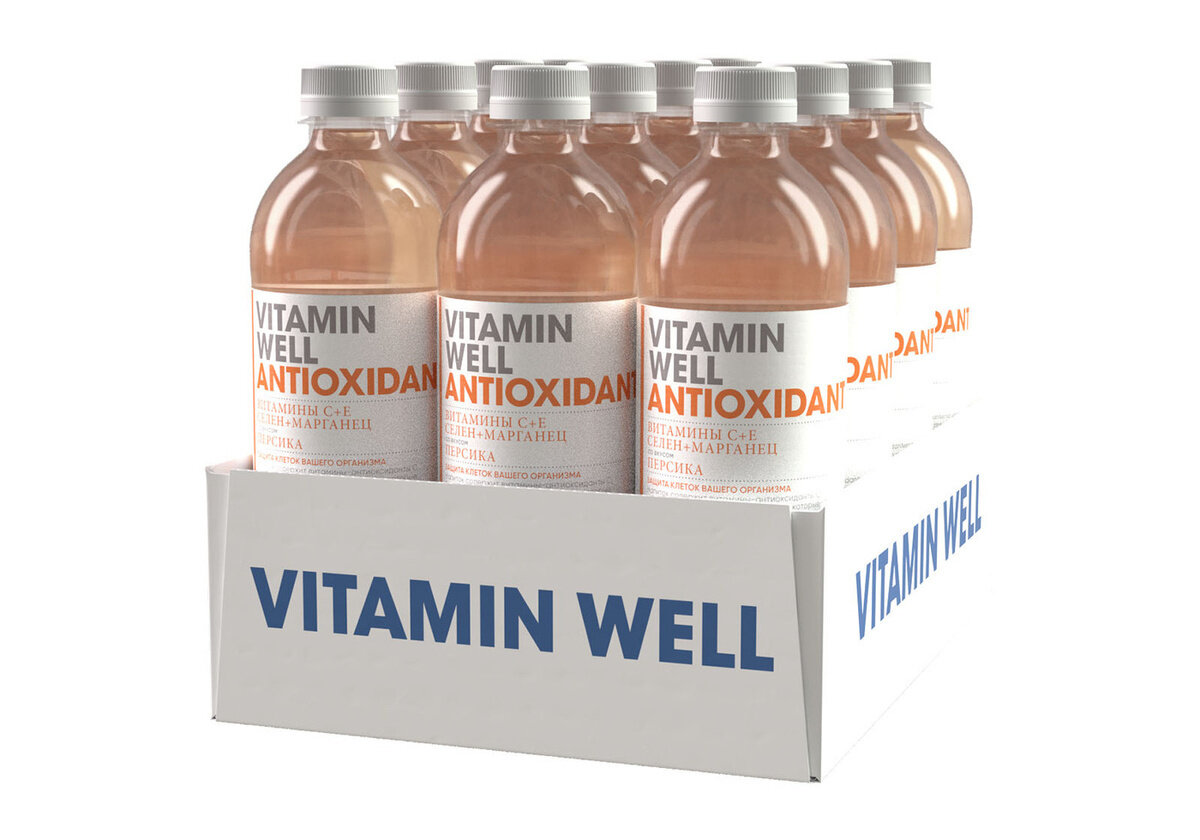 Vitamin Well ANTIOXIDANT, напиток витаминизированный Персик, 12 шт х 500 мл