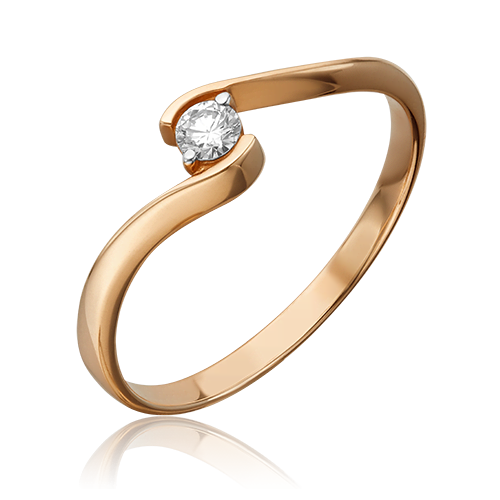 Кольцо, красное золото, 585 проба, бриллиант