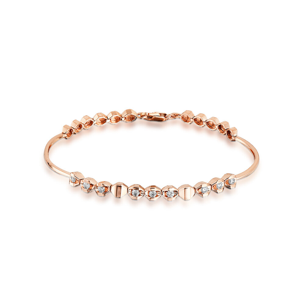 Браслет, красное золото, 585 проба, бриллиант