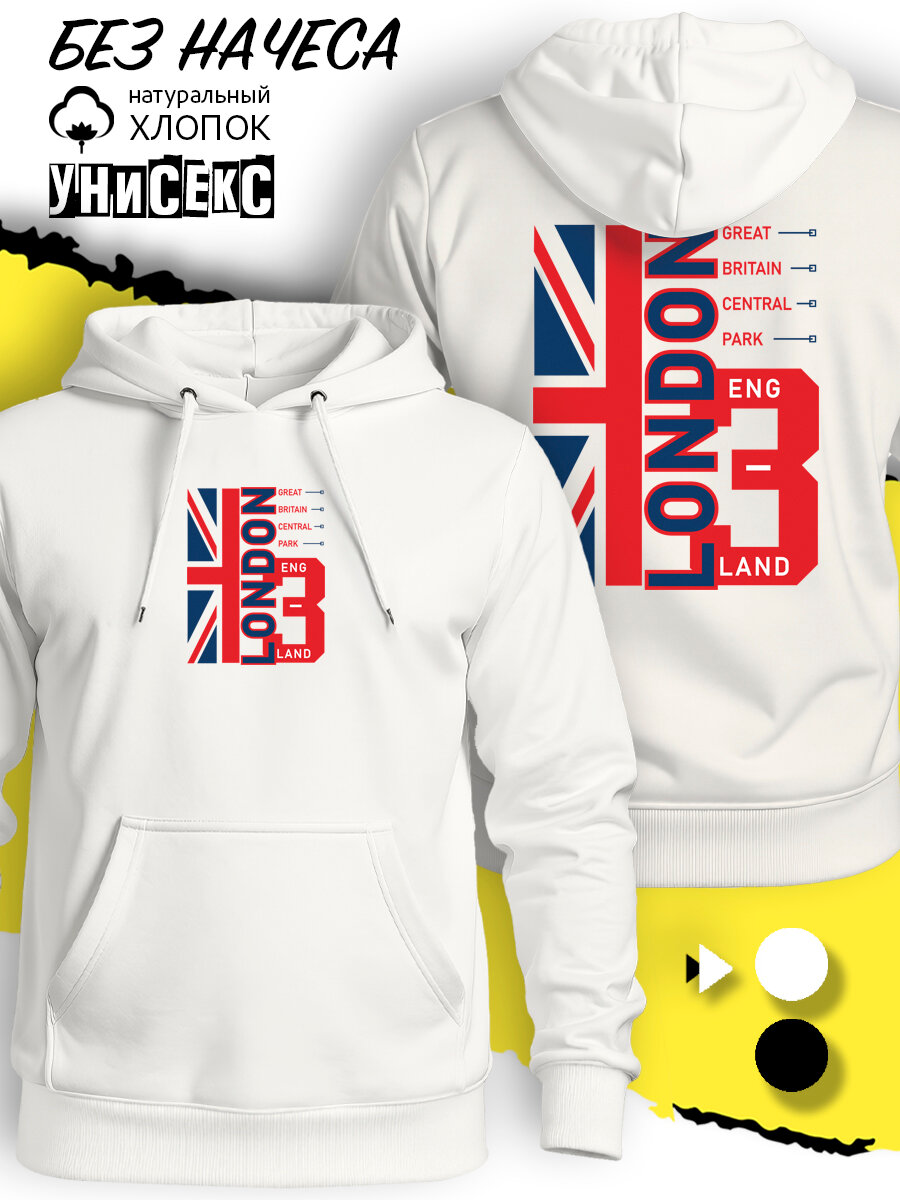 Худи Толстовка свитшот надпись Лондон с флагом