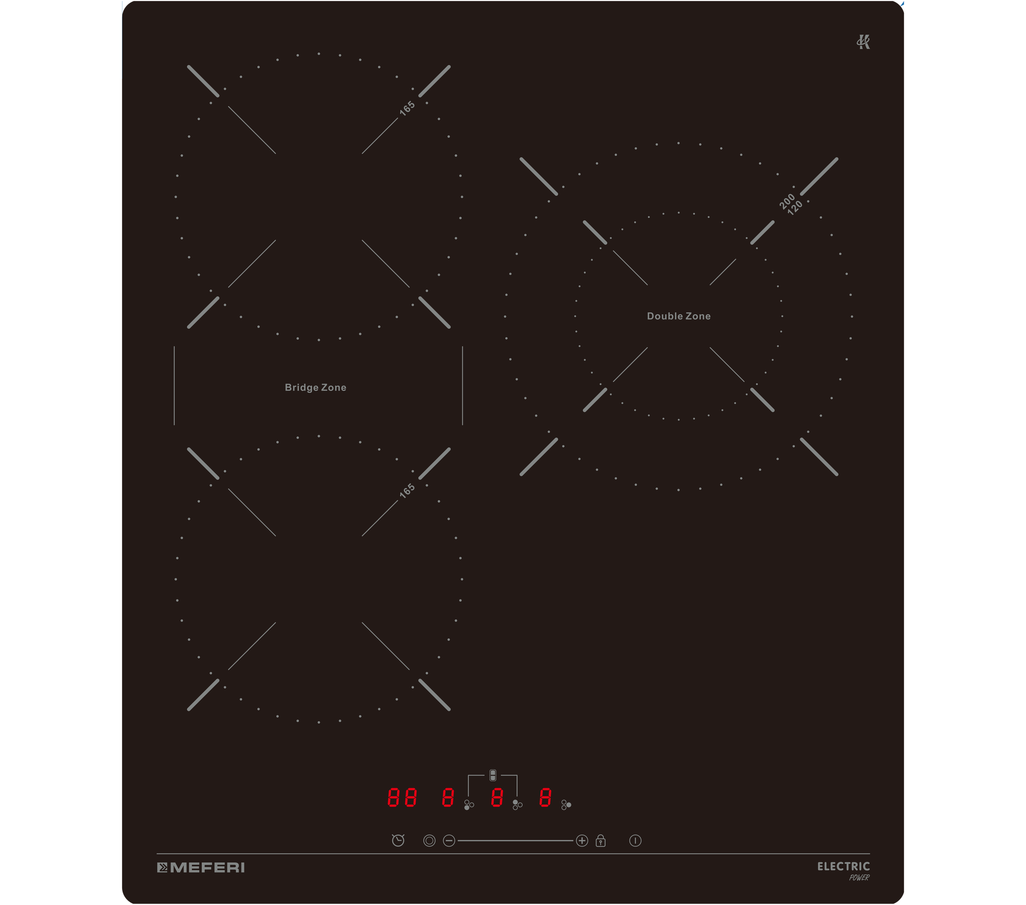 Варочная панель электрическая MEFERI MEH453BK POWER (Модификация 2025 года) 45 см, черный, 4200 Вт, Bridge, пауза