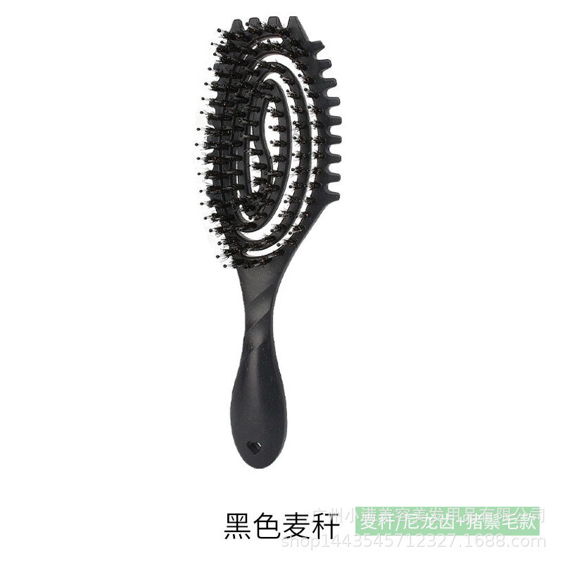 Расческа для волос "Свиная щетина", парикмахерская, новая, черная, с волосками