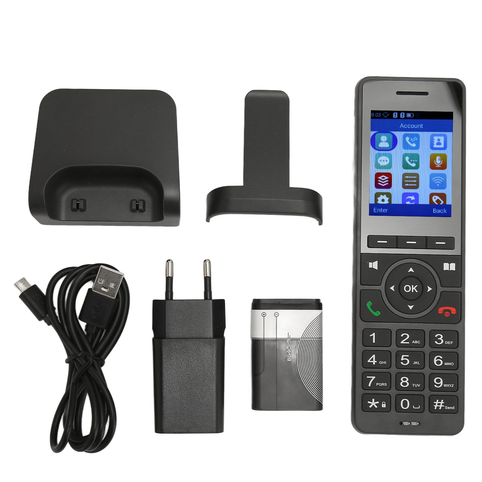 Беспроводной стационарный телефон с поддержкой сети 4G IP-телефон 2,4-дюймовый цветной экран VOIP-телефон Портативный Wi-Fi-телефон с вилкой европейского стандарта 100 240 В