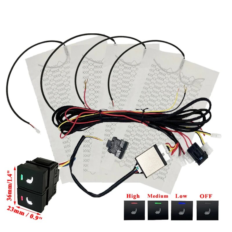 Встроенные комплекты обогрева автомобильных сидений, подходят для 2-местных сидений, грелка из сплава/углеродного волокна, 3-уровневый переключатель управления для Honda Accord 2015-2023 Carbon Fiber