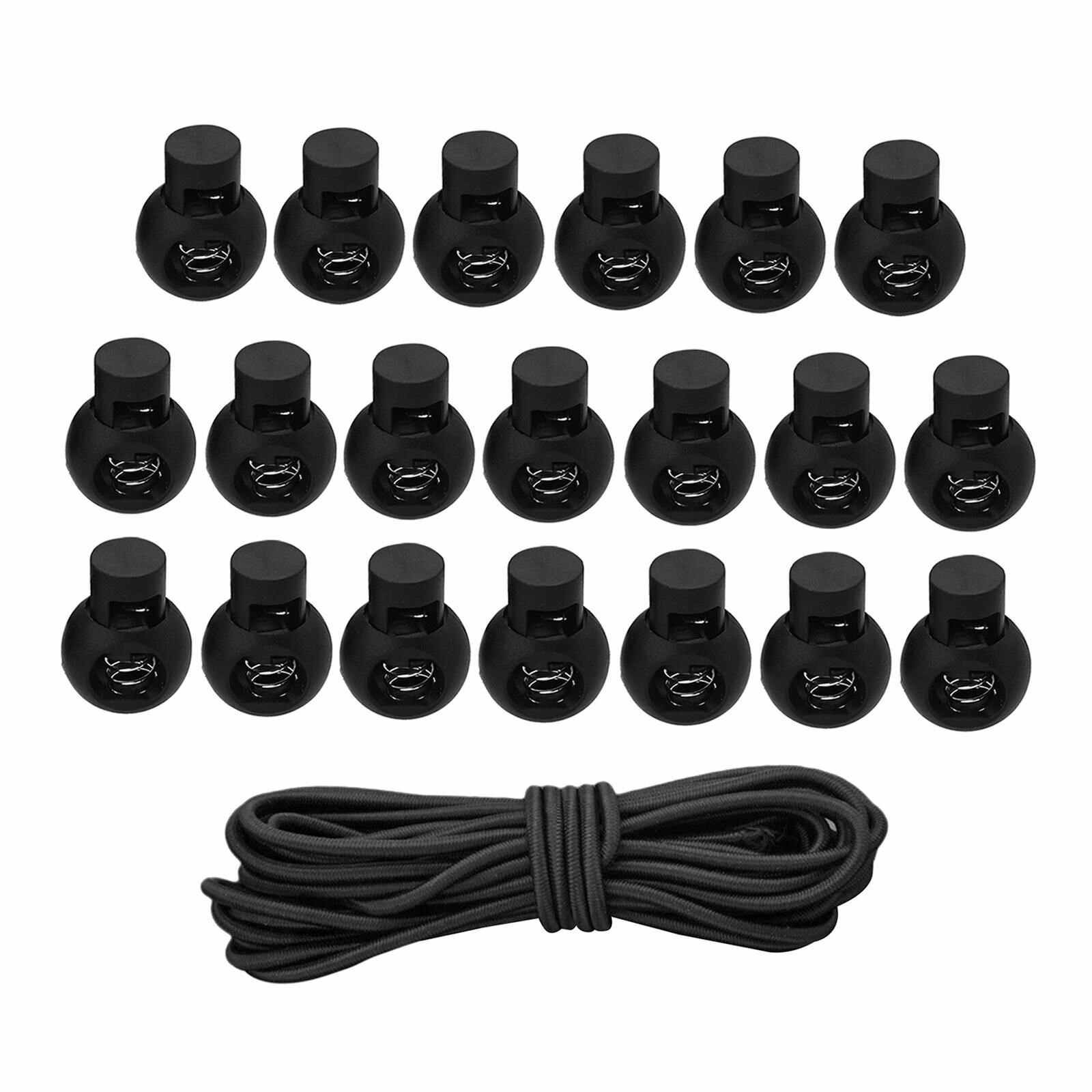 20 шт. фиксаторы шнура с пружиной, 3м эластичного шнура, для одежды, рюкзаков, обуви, с регулировкой натяжения