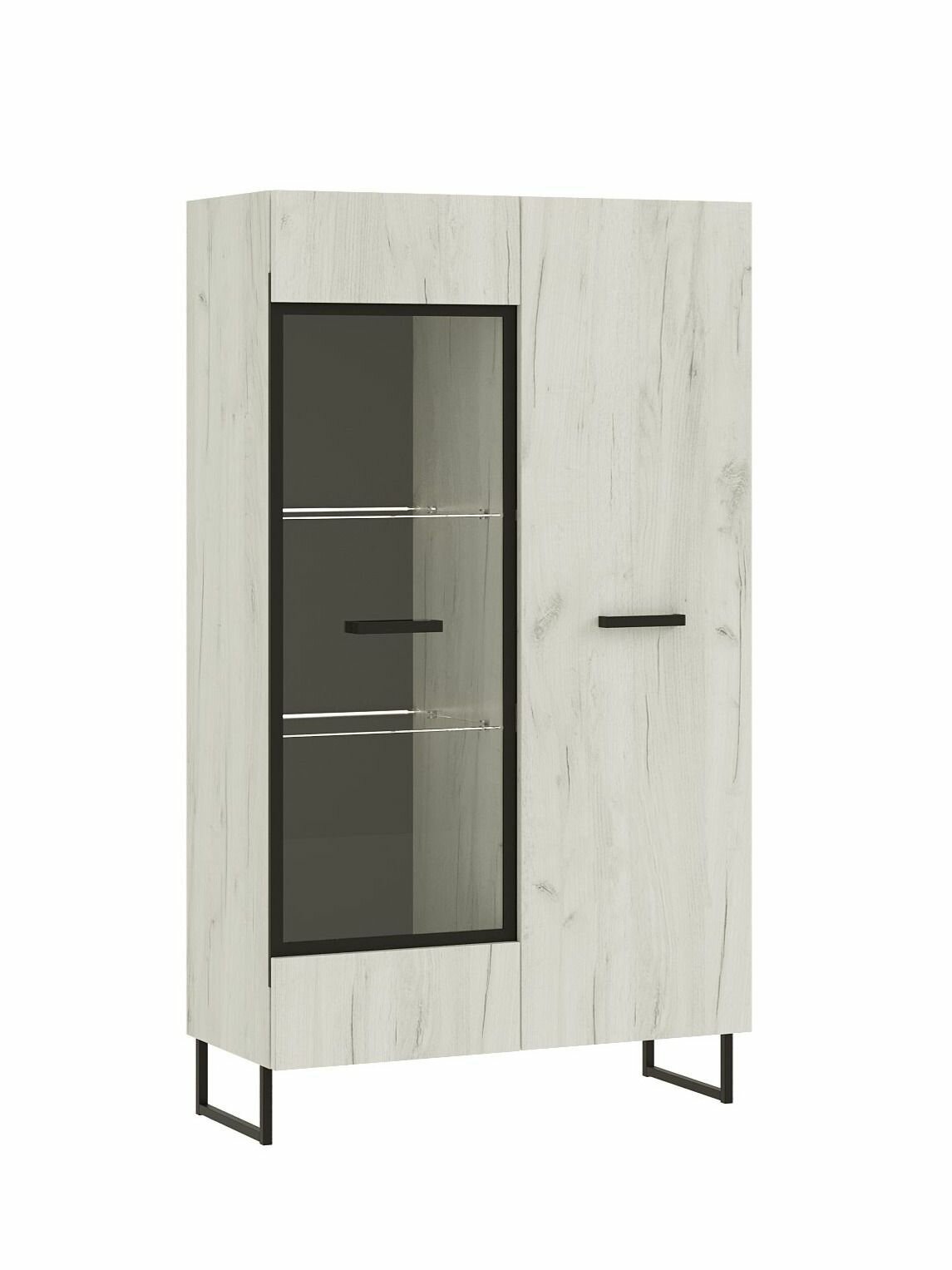 Шкаф-стекло Нэнси LOFT 800х1398х346 (Дуб крафт белый)