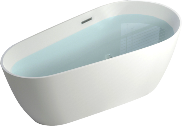 Акриловая ванна Ceruttispa Mimi 170x80 см, отдельностоящая, белая, овальная, с каркасом, со сливом-переливом