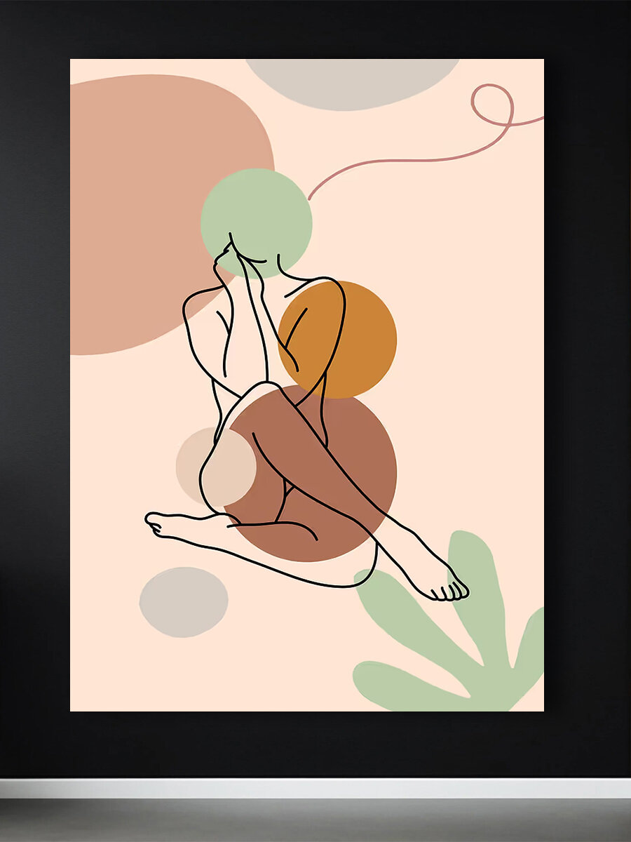 Картина на холсте - "Силуэт девушки, лицо женщины абстракция" , 30х40 см.