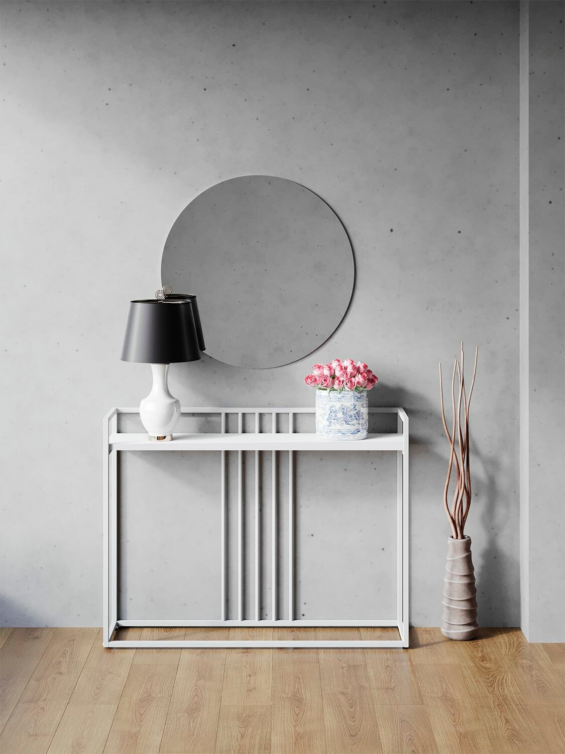 Туалетный консольный столик Лайн 120х28х90 см, Белый 25 мм