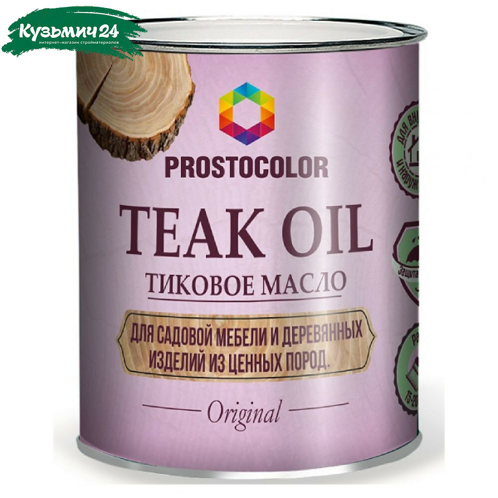 Масло тиковое Prostocolor Teak Oil для садовой мебели и деревянных изделий из ценных пород, Бесцветный, 0.75 л, 1 шт.