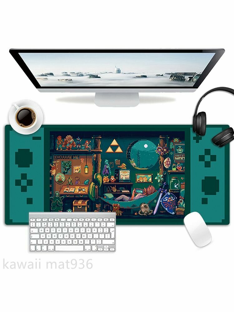 Коврик для клавиатуры и мыши Minecraft, нескользящий, зеленый, 40х90 см