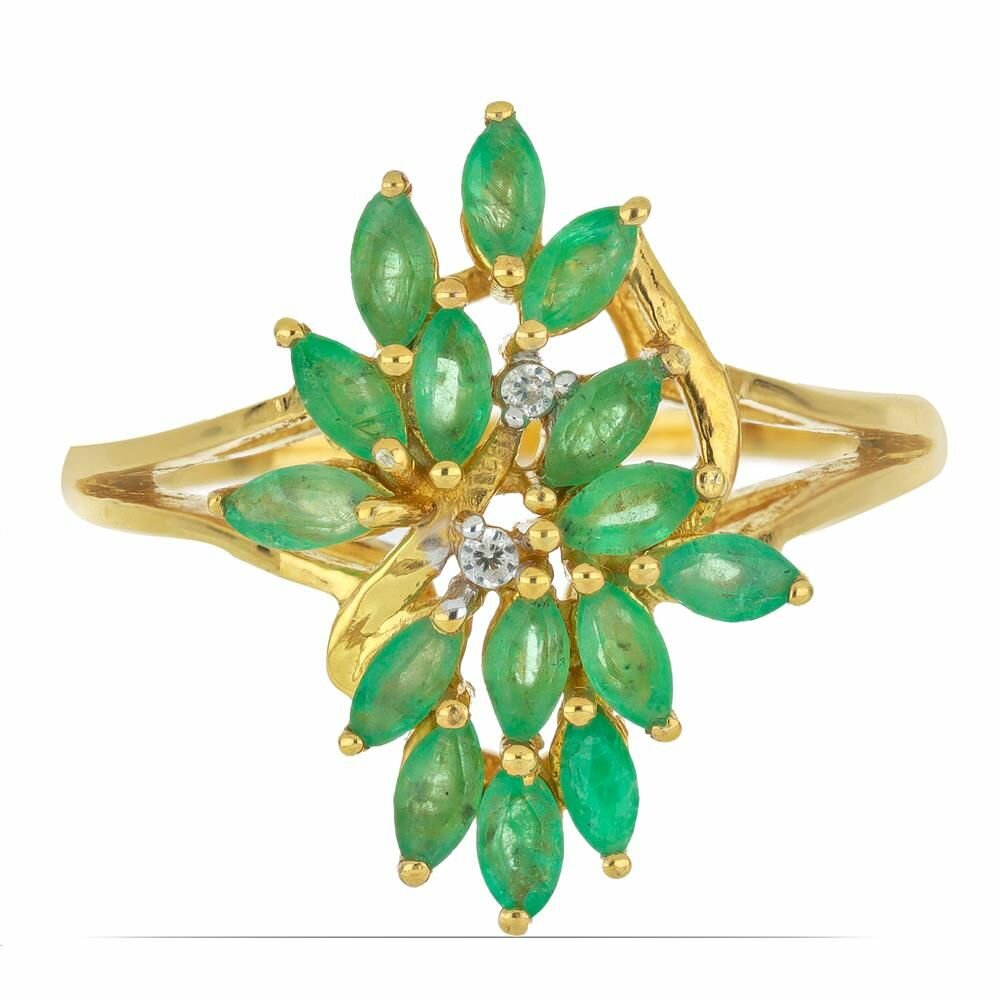 Кольцо тонкое, серебро, 925 проба, циркон, изумруд