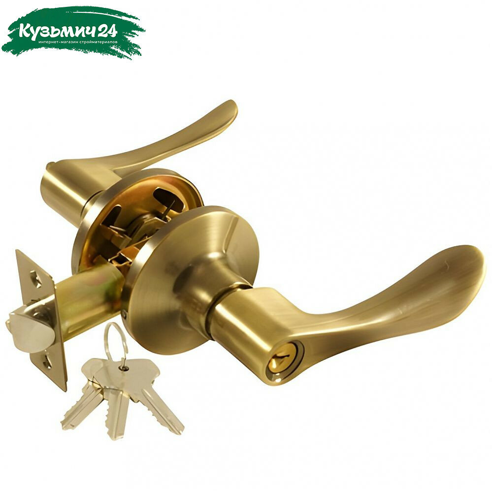 Защёлка с ручками Maxi Locks 891ET-AB с фиксатором, для межкомнатной двери, бронза