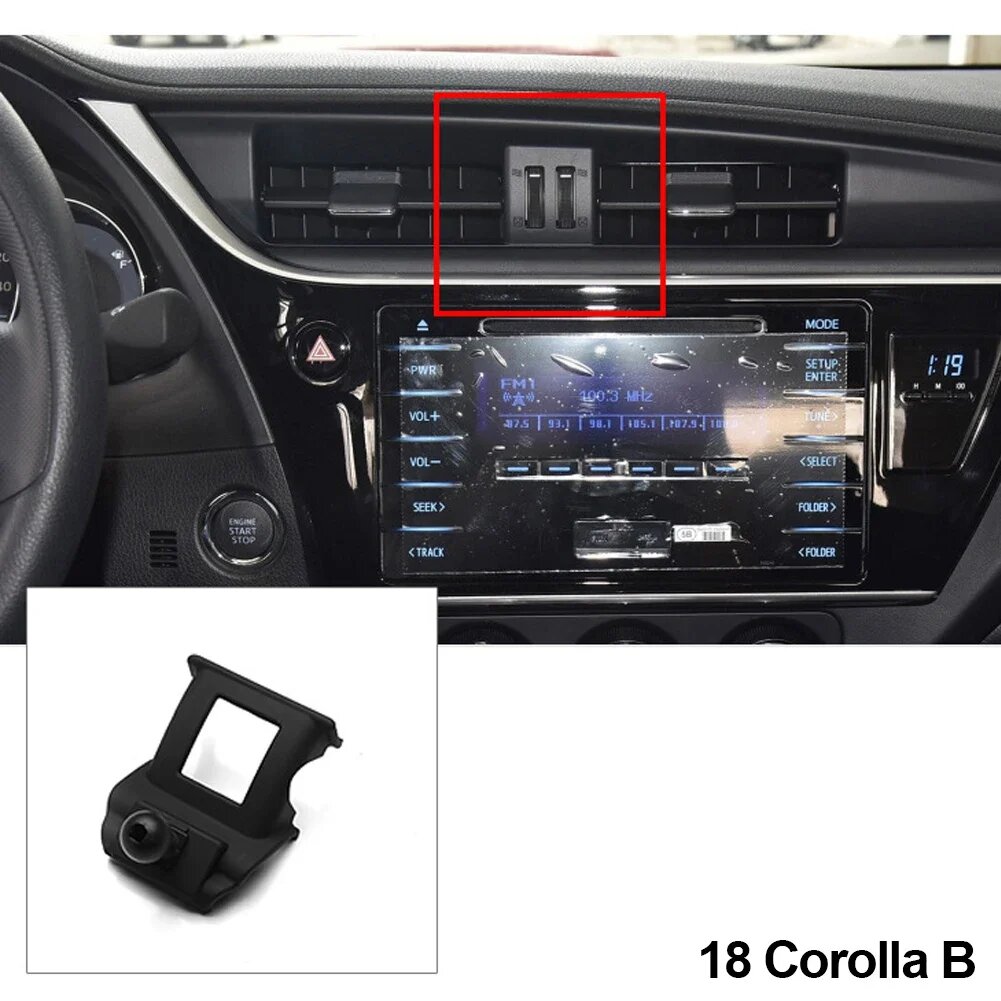 16 мм специальные крепления для автомобильного держателя телефона Toyota Corolla, держатель GPS с фиксированным кронштейном, база для воздуховыпускного отверстия, аксессуары 2008-2022 18 Corolla B