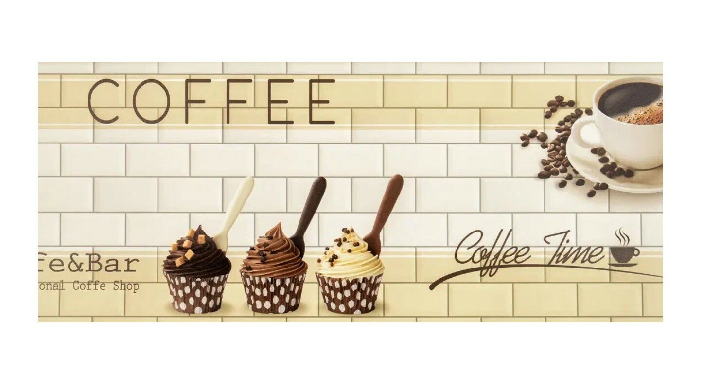 Фартук кухонный ЮгPlastМаркет "Кофе Брейк", ПВХ, термоплёнка, бежевый, 300 см х 60 см