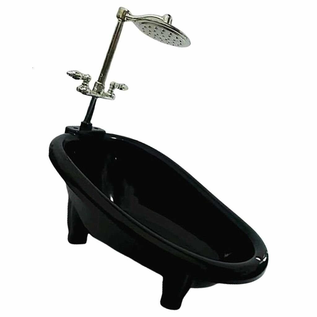 Миниатюрное украшение сцены с игрушками для мини-ванной комнаты в масштабе 1:12-черный