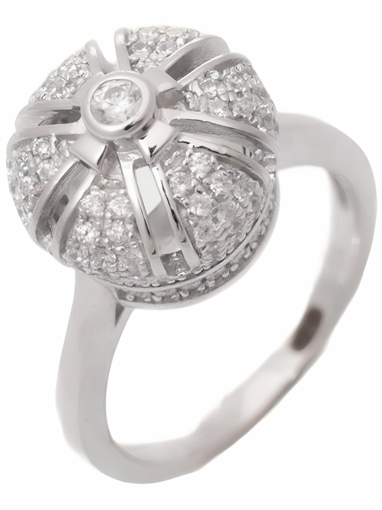 Кольцо тонкое, серебро, 925 проба, родирование, фианит