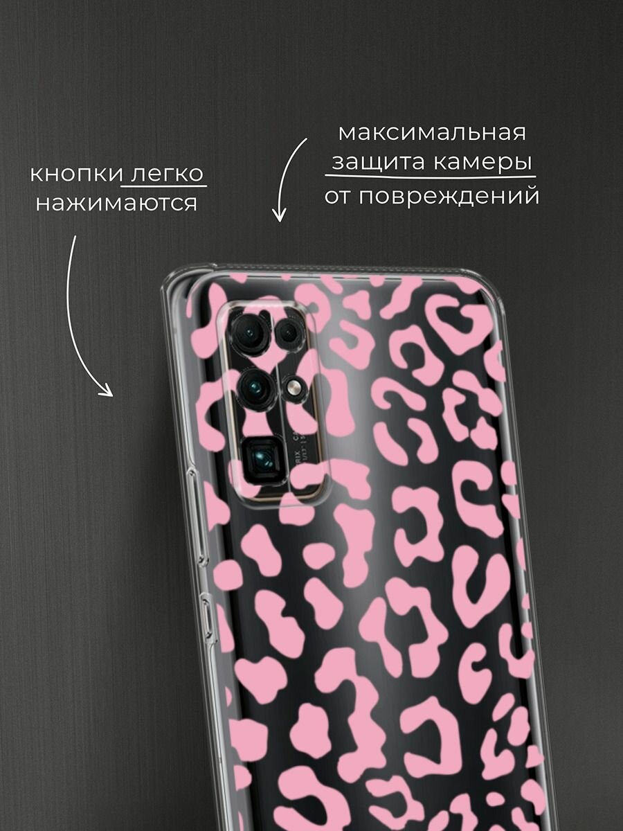 Чехол на Honor 30 / Хонор 30 с принтом Паттерн розовый леопард, прозрачный — фото 1