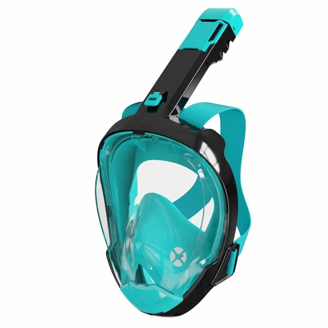 Маска полнолицевая S/M бирюзовая для снорклинга GIDROMANIA