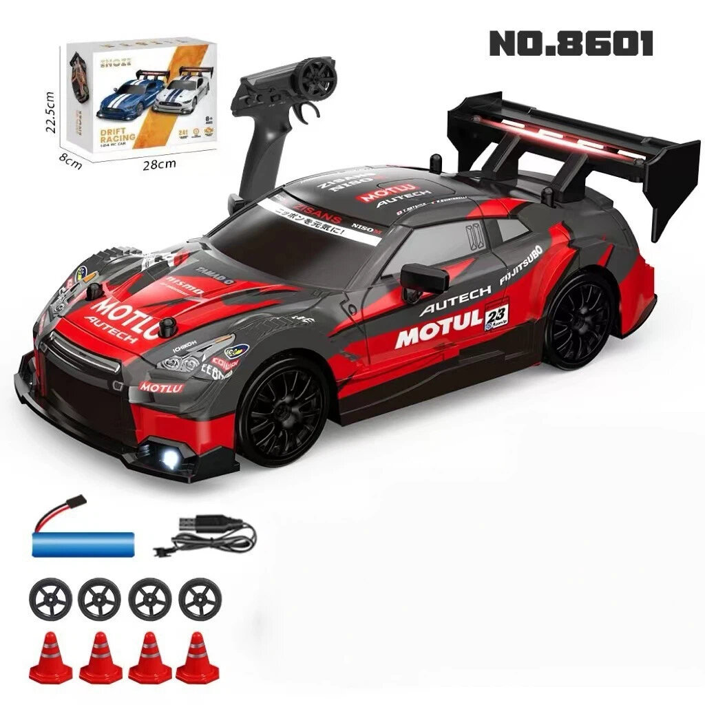 Детский гоночный автомобиль с дистанционным управлением, модель 1:24RC GTR, полноприводный дрифт-кар