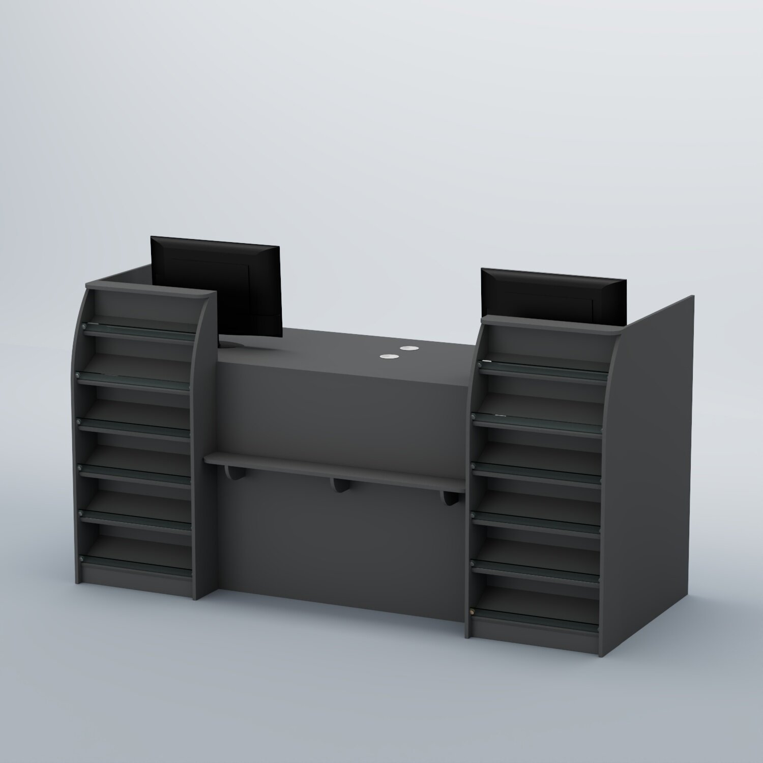 Ресепшн Атлант с фасадными наклонными полочками №3, Темно-Серый