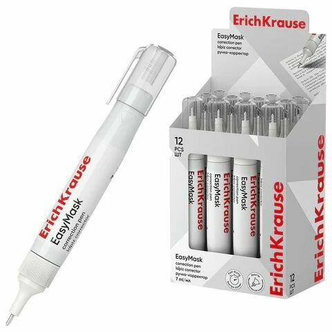 24 шт. Ручка-корректор ERICH KRAUSE "EasyMask", 7 мл, металлический наконечник, 55989