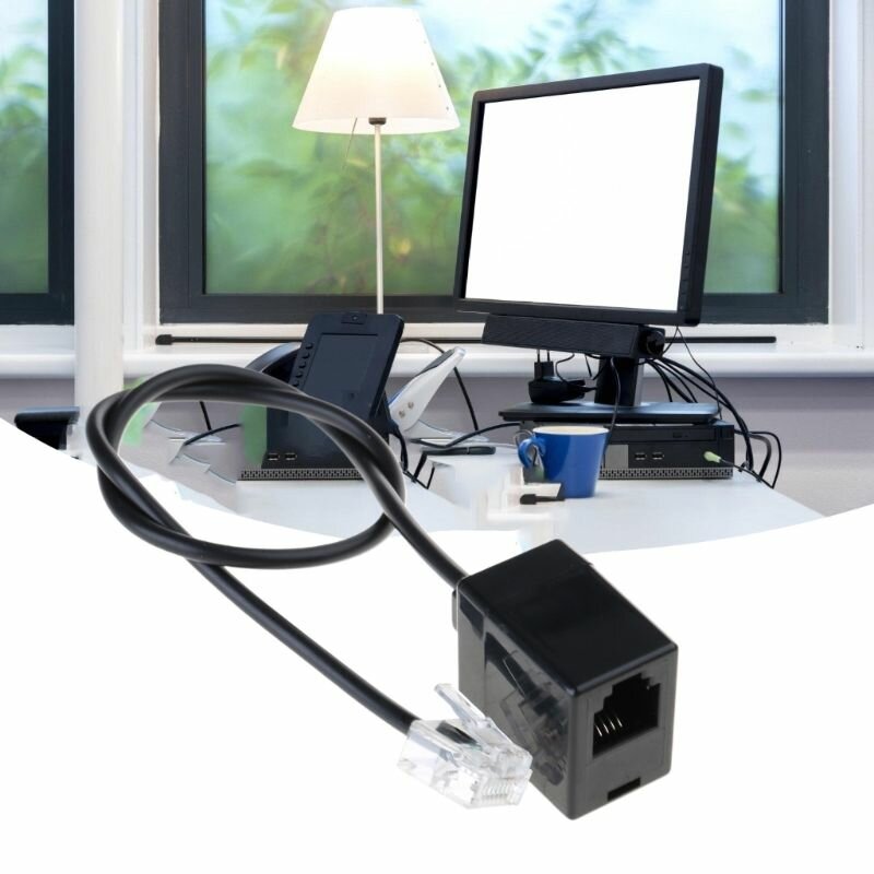 Кабель-Адаптер Преобразователя RJ45 в RJ11, Разъем Ethernet Для Телефонной Линии, Штекер 8P8C К Штекерному Шнуру RJ11 6P6C