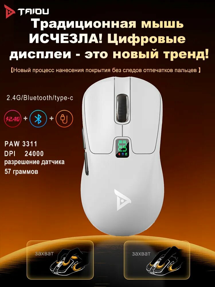 Игровая мышь беспроводная TAIDU 609, белыйКомпьютерная техникаКонтроллеры
