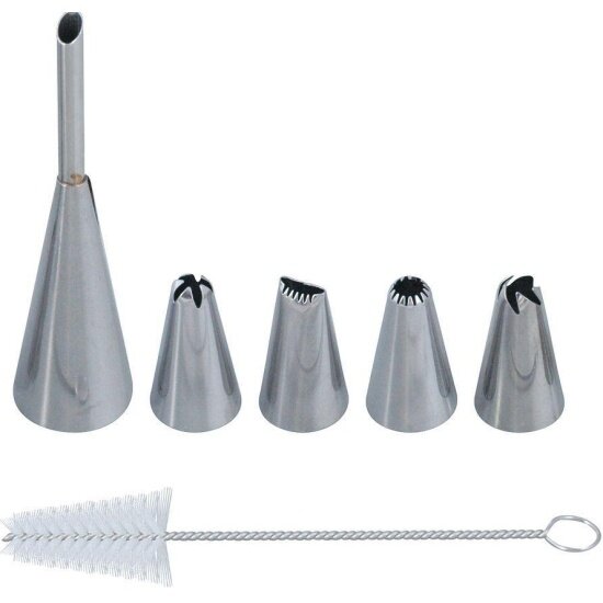 Набор насадок кондитерских с ершиком для чистки Мультидом VL8-170, нержавеющая сталь, 6 предметов