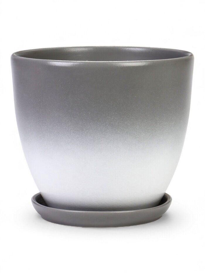 Горшок цветочный с поддоном 5 л, d22/h19,5 см серый керамика, "Туман" (М) 10959236