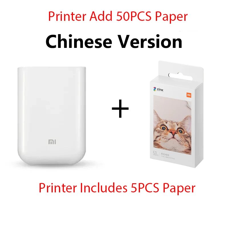 Портативный Карманный Фотопринтер Xiaomi Mijia С Беспроводным Bluetooth, Термопечатью, AR-видео, ZINK