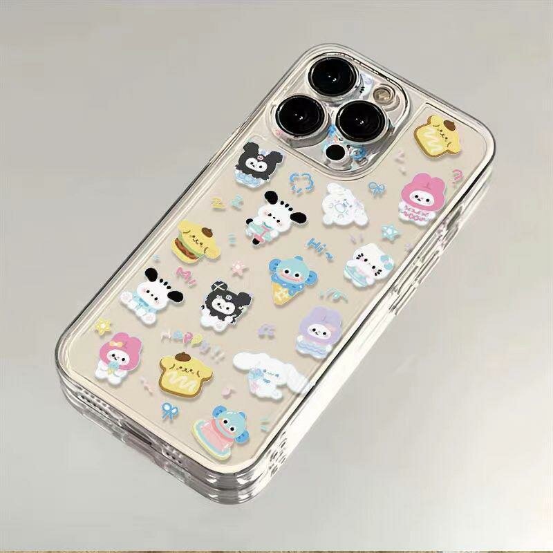 Мультфильм Sanrio подходит для Apple 15promax чехол для телефона 14pro все включено 13/12 прозрачный 11 милый 7/8P