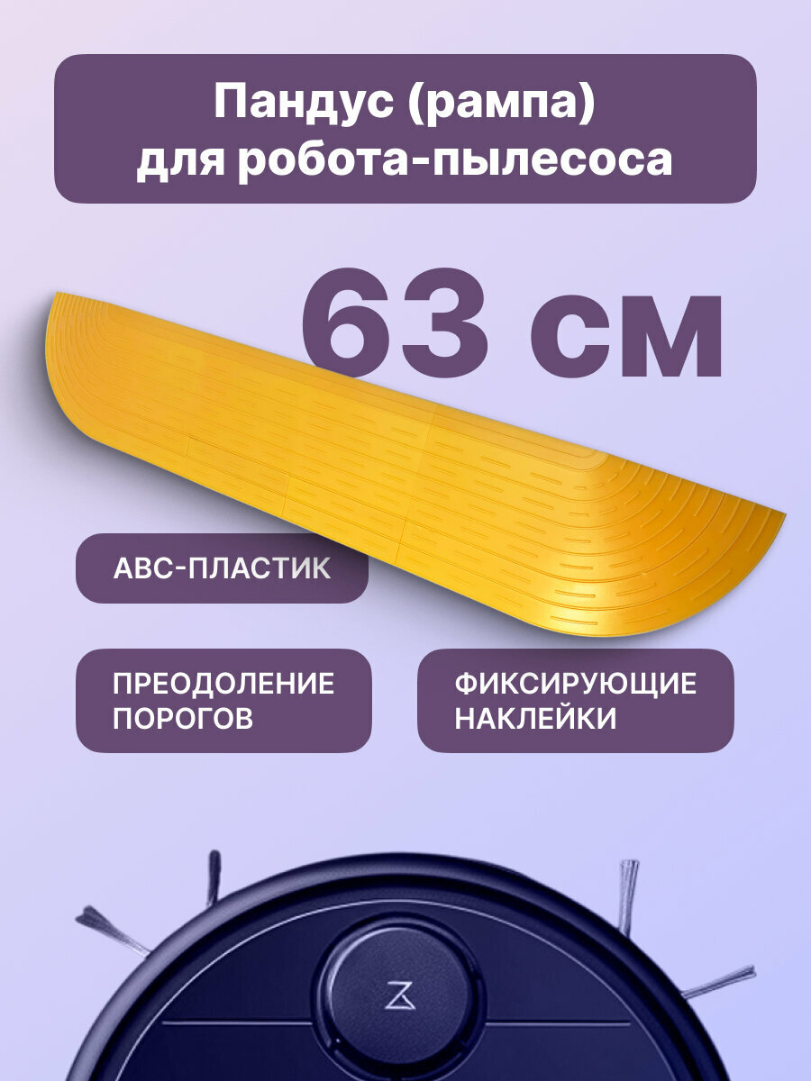 Рампа-пандус Run Energy для порогов для робота-пылесоса, желтая 63 см