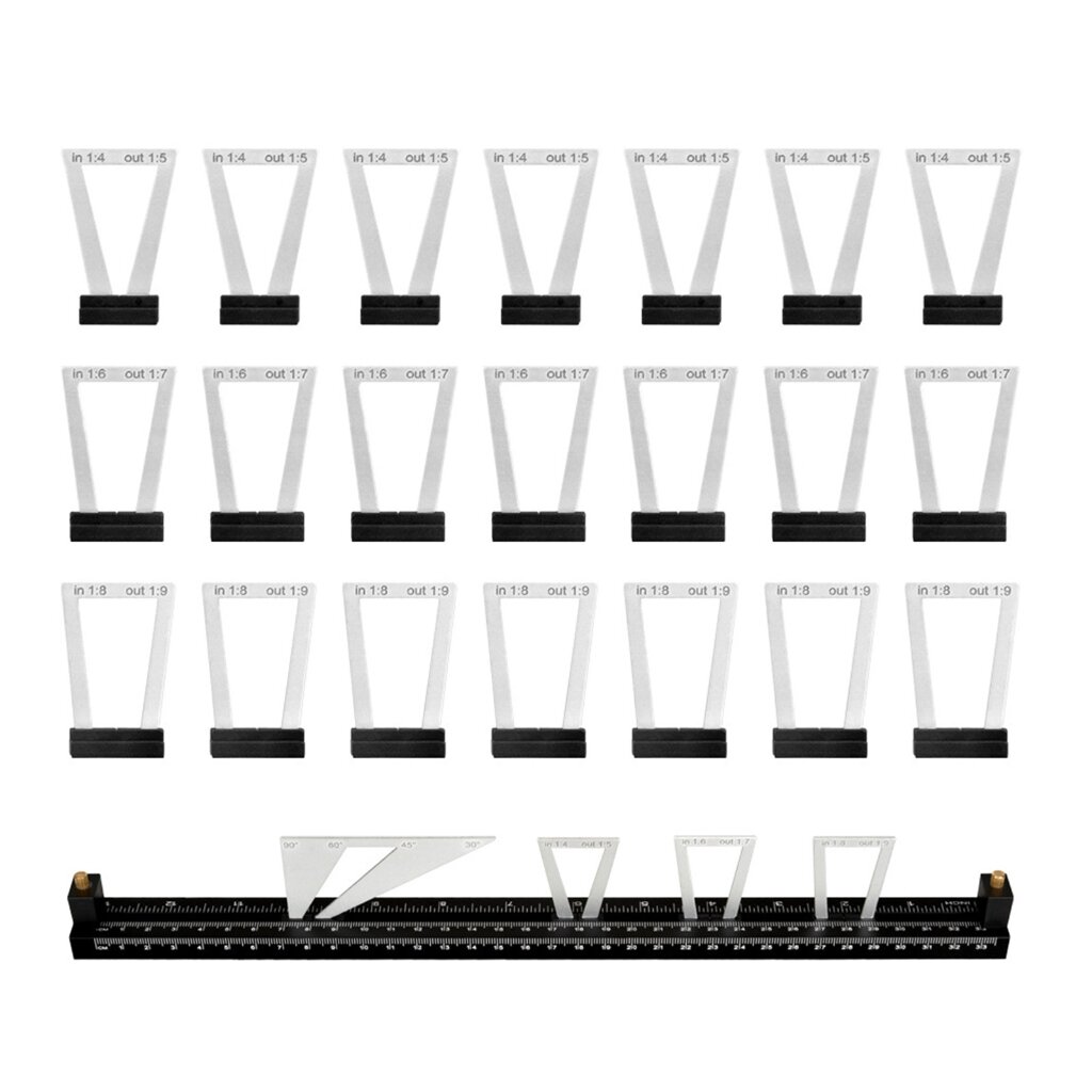 28шт Набор Шаблонов с Несколькими Углами "Ласточкин Хвост" для Точной Работы по Дереву и Поделок своими Руками