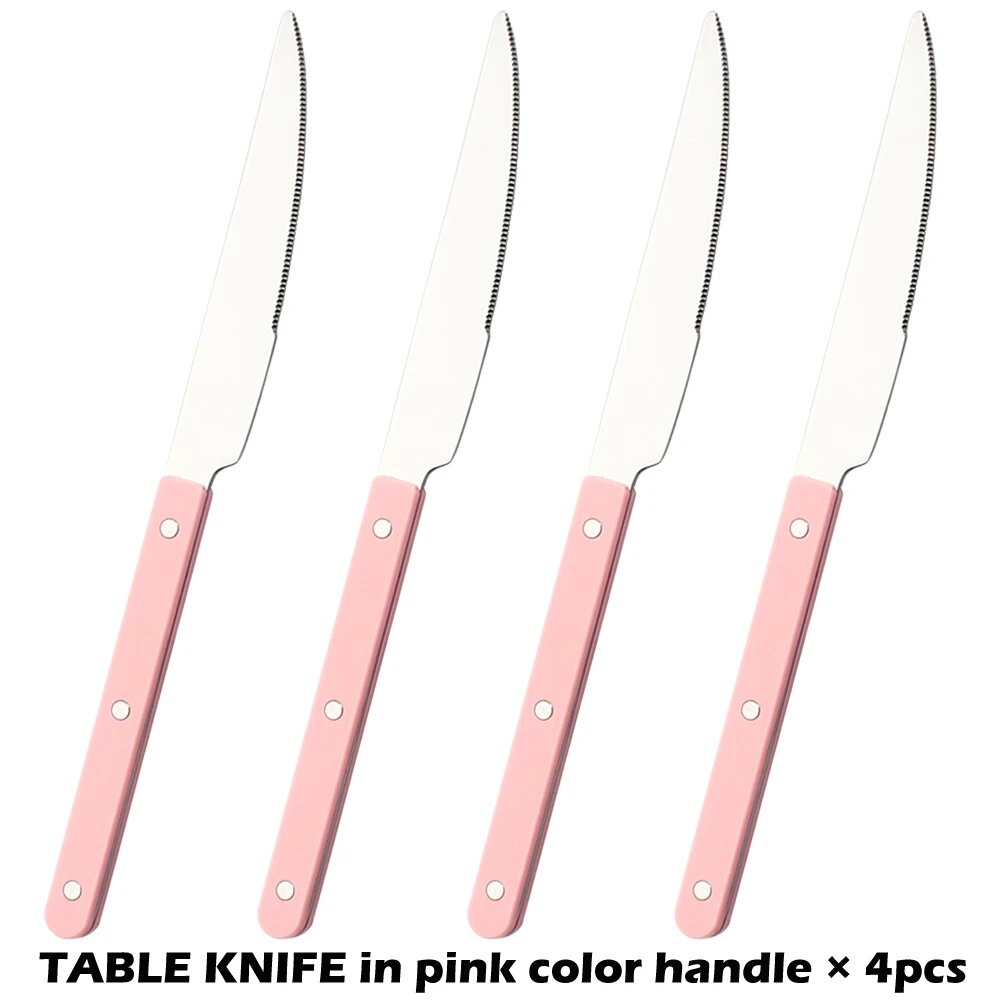 Набор столовых приборов LUCF из нержавеющей стали Розовый, 4 Pink Knives