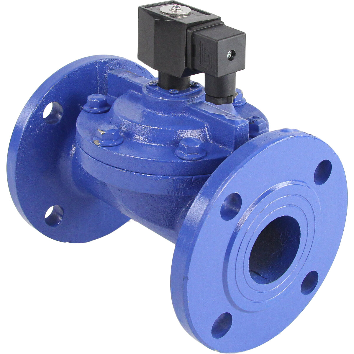 Клапан электромагнитный DN.ru VSF-602V-PU-NC Ду50 Ру10, соленоидный двухходовой, корпус - чугун, уплотнение - Viton, фланцевый, нормально-закрытый, пилотный, катушка - 220В DAR (опрессовано)