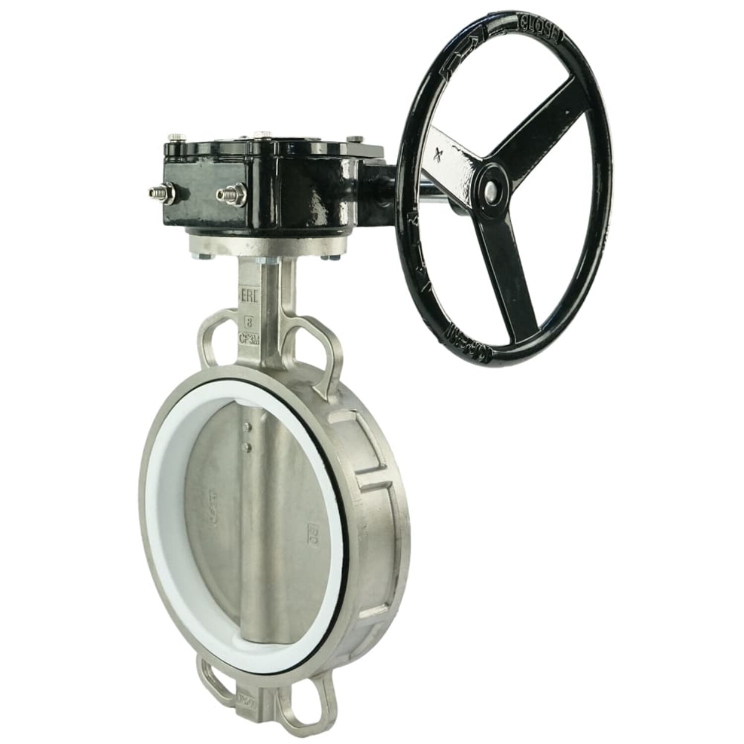 Затвор дисковый поворотный DN.ru 316L-316L-PTFE Ду40 Ру16, с редуктором RDN-1 — фото 1
