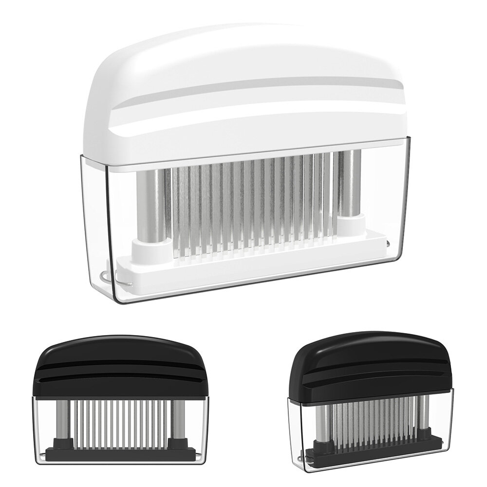 Плоскогубцы для расщепления мяса из нержавеющей стали с 48 иглами для стейка из говядины, курицы, рыбы, свинины, инструмент для приготовления пищи, цвет белый / черный (по выбору), вес 295 г / 10,4 унции, материал ABS + нержавеющая сталь