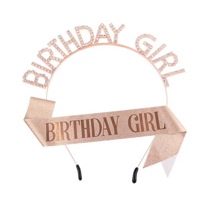Тиара "Birthday Girl" с лентой, цвет 15