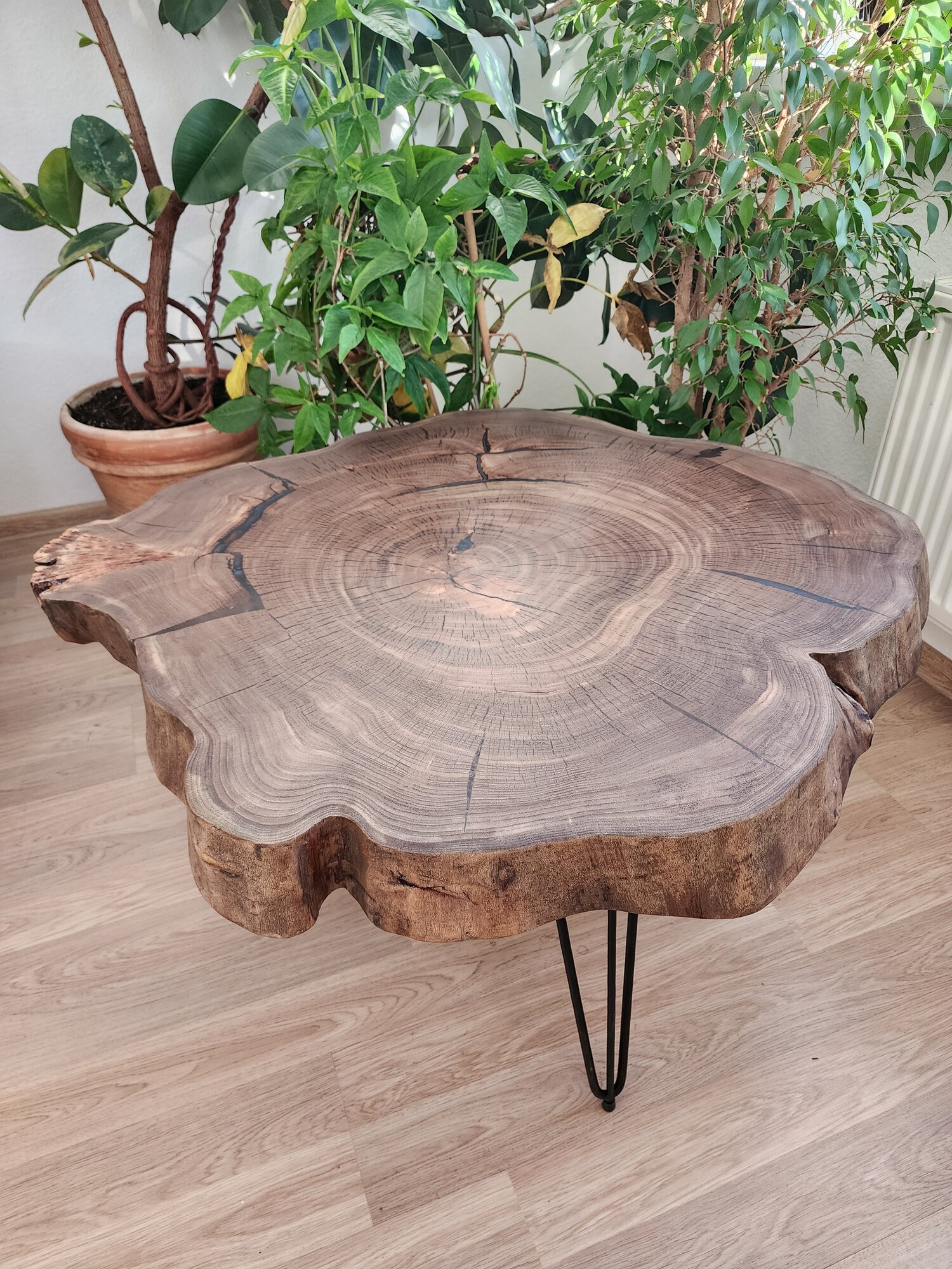 Журнальный столик Vamstol 87-94-53см. стол лофт из массива карагача, стол из эпоксидной смолы