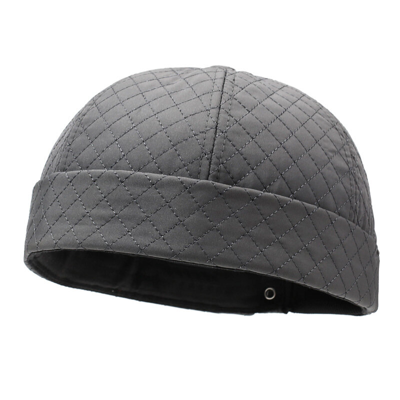 DIY Шапка без козырька мужская осенняя для отдыха тепло ромбная вышивка / K-355