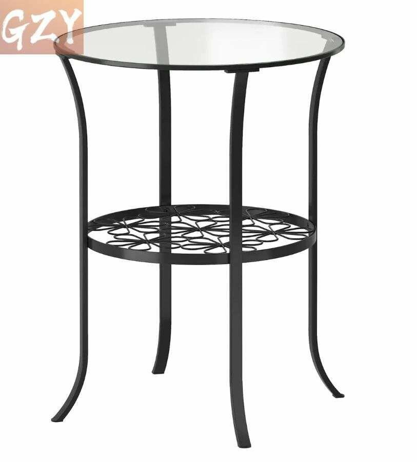 KLINGSBO IKEA Журнальный столик, черный/прозрачное стекло, 49x62 см