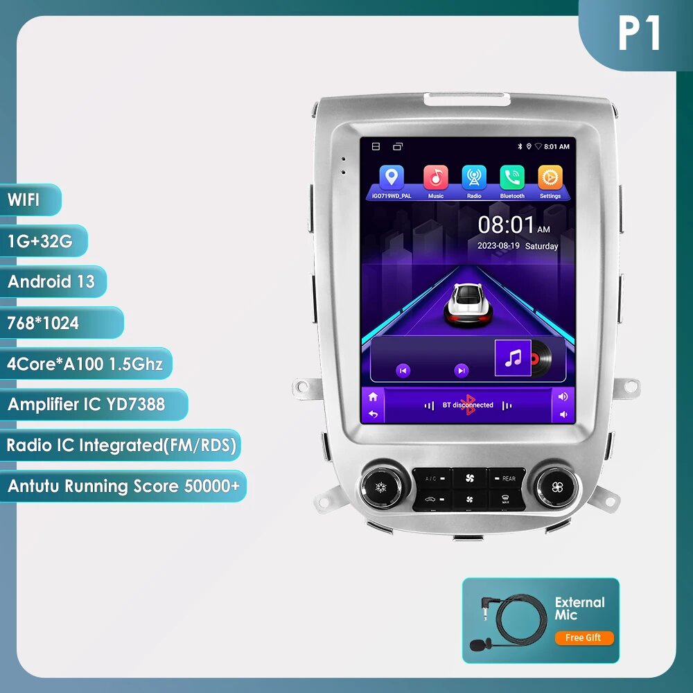 Мультимедиа Android 13 для Hyundai Santa Fe 2 (2006-2012), P1-1G 32G-4cores-S