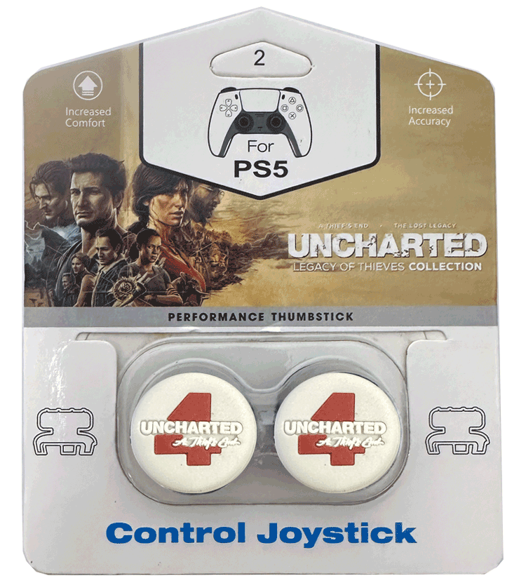 Силиконовые накладки + насадки на стики геймпада Sony PlayStation PS4/PS5 [Uncharted 4][White]