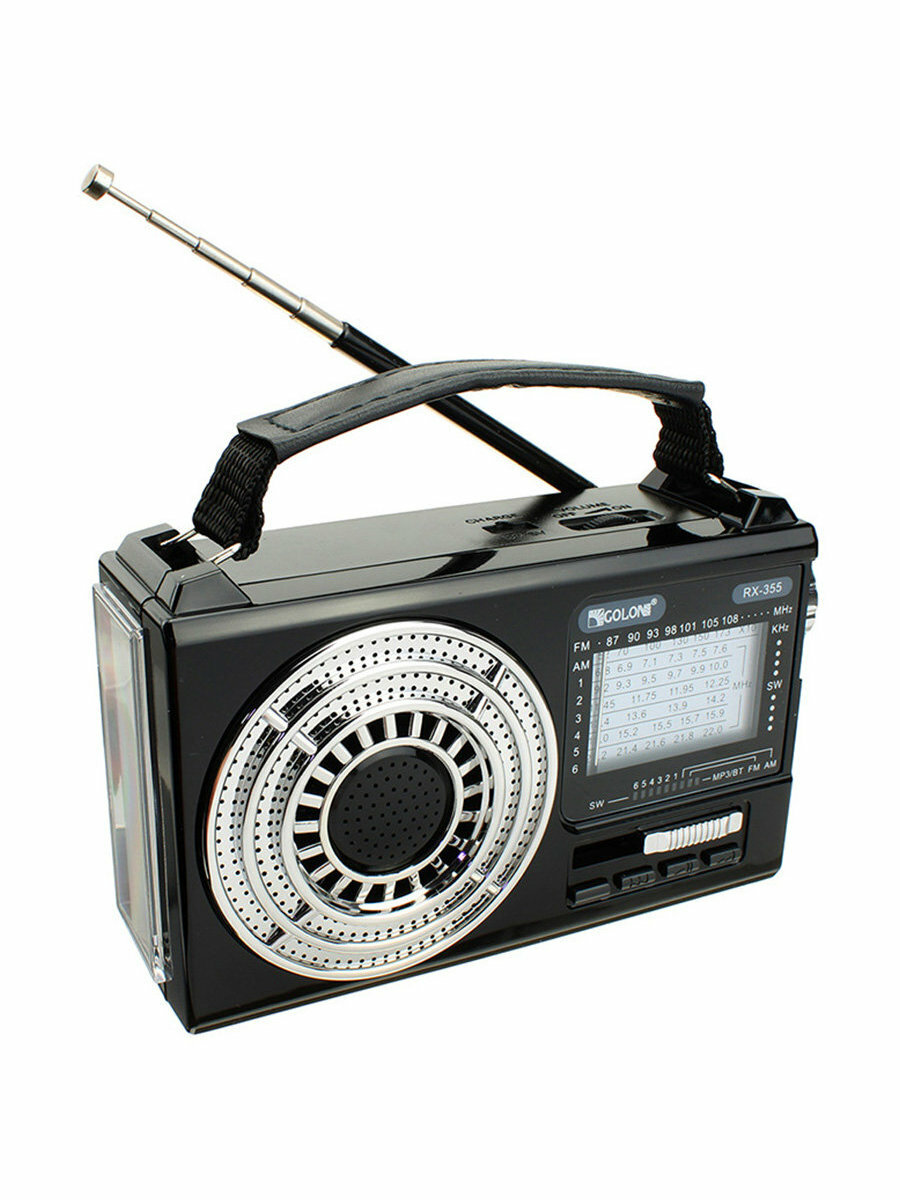 Радиоприемник RX-355 Golon, microSD, bluetooth, acc, COB боковой фонарь, black